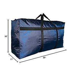 DoYiKe Extra Large Storage Duffle Bag with Zippers and Handles, Heavy Duty Blue Big Foldable Bag for Travel-38x23x11Inch