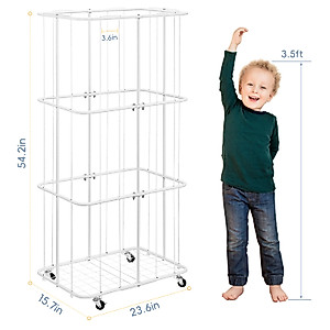 Ebeneze Metal Stuffed Animal Storage, Large Stuffed Animal Zoo Holder, Kids Toy Storage Organizer with Wheel and Elastic String, Plush Storage Shelf for Kids Room, Bedroom, Playroom, Nursery, White