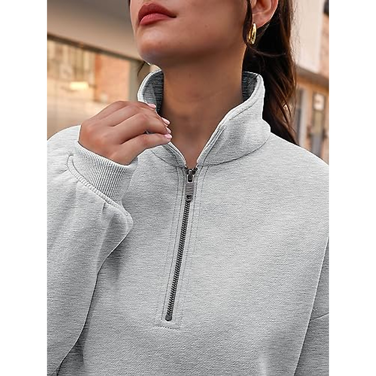 Trendy Queen Womens Half Zip Pullover Oversized Sweatshirts Hoodies with Pockets Quarter Zip Long Sleeve Fleece Jackets Crewneck Fall Outfits Cute Preppy Y2k Winter Clothes Teen Girls Fashion 2023