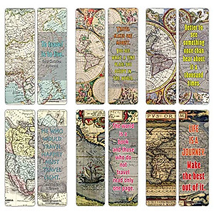 Creanoso Vintage Map Bookmarks Series 2 (60-Pack) – Six Assorted Quality Bookmarker Cards Bulk Set – Premium Gift for Men & Women, Adults – Premium Gift Set