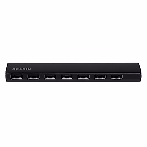 Belkin 7-Port Ultra-Slim Desktop USB Hub - Desktop USB Hub 2.0 - 7 Hi-Speed USB Ports - Compatible With MacOS & Windows For Connecting Charging Cable, Keyboard, Mouse & Any USB-Enabled Devices