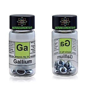 Gallium Metal Element 31 Sample 99.995% Pure 5 Grams Shiny pellets in Labeled Glass Vial