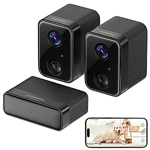 ARPHA Security Camera Wireless Outdoor with HomeBase, 1080P 2.4GHz WiFi Battery Camera IP65, Clould Storage, PIR Motion Detection Night Vision, 2-Way Talk 160 Days Battery Life, 2Pcs