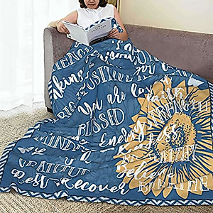 Kuphsod Inspirational Throw Blanket Flannel Fleece Super Soft Lightweight Cozy Sympathy Prayer Throw Blanket Healing Message Get Well Soon Gifts for Women Men Or Patient 50"X40"(Navy Blue)