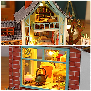 GuDoQi DIY Miniature Dollhouse Kit, Tiny House kit with Music, Miniature House Kit 1:24 Scale, Great Handmade Crafts Gift for Birthday Easter, Jungle Resort