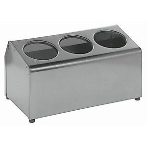 HUBERT® Kitchen Utensil Holder 3 Cylinder Stainless Steel - 15"L x 7 3/4"W x 8 1/4"H