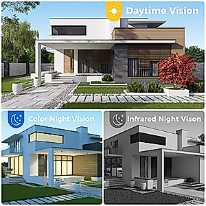 LongPlus Security Cameras Wireless Outdoor, 2 Pack Solar Camera Security Outdoor, 1080P Color Night Vision, Wireless Home Security Cameras with Solar Panel, Spotlight/Alarm, AI Detection, 2-Way Talk