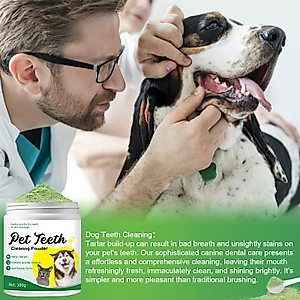 Dog Teeth Cleaning Powder,Dog Teeth Cleaning Kit with Finger Wipes,Dog Breath Freshener with Probiotics, Improve Oral Gastrointestinal Health Reduces Plaque Bad Breath for All Dogs and Cats