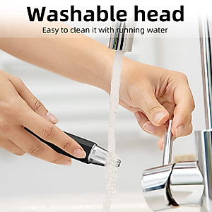 Acorel Nose Hair Trimmer, Professional Painless Battery-Operated Ear and Nose Trimmer Clipper for Man Woman, Portable Pen-Shaped Dual Edge Blades Trimming Tool Easy Cleaning, Black