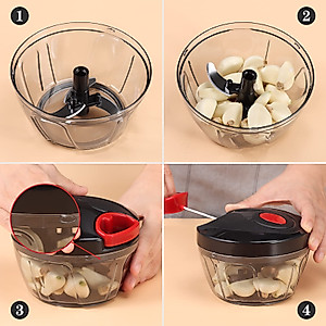 Cambom Chopper Manual Food Chopper, Hand Pull String Vegetable Chopper, BPA Free Food Safe Material (BLACK)