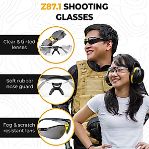 TradeSmart High-Performance Earmuffs for Shooting Range & Shooting Eye Protection Glasses + Firearm Confidence Course Included
