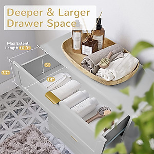 UYIHOME 37inch Tall Dresser Chest with Large Drawer Modern 4 Drawer Dresser Wood Dresser Storage Cabinet Organizer Unit for Bedroom, Closet, Living Room, Cloakroom, Entryway, Light Grey