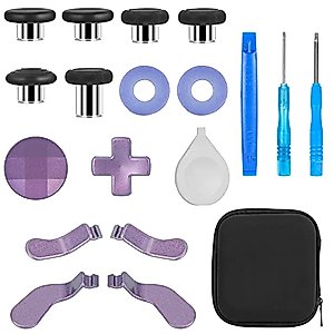 18 in 1 Metal Thumbsticks Replacement for Xbox One Elite Series 2, Elite Series 2 Accessories, 4 Paddles, 2 D-Pads, 6 Joysticks for Xbox One Elite Replacement Parts, with 2 Precision Rings