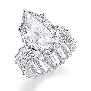 S925 sterling silver ring Pear-shaped CZ cubic zirconia or gold-plated sterling silver princess square cut ring, gift engagement wedding ring