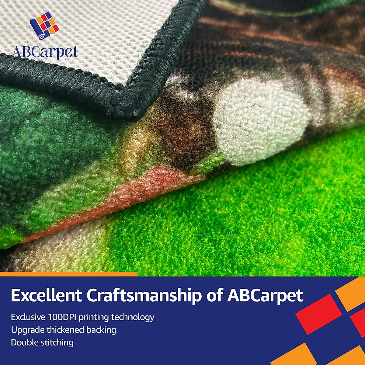 ABCarpet Kids Classroom Rug with Forest and Animals Large Area Rug for Kids Room, 13' x 7'5'' Play Mat for Children's Playroom or Bedroom, Non-Slip and Soft Education Kid's Play Carpet