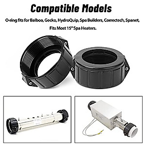 2" Spa Hot Tub Heater Split Nut Union amp with Screw, 2 pcs Heater Gasket/O-Rings Replacement for Balboa Gecko (Actual Size 3 Inch,Suitable for 2 Inch Heater Assemblies) - 2 Packs