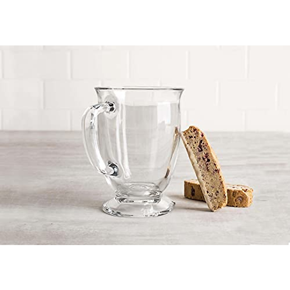 Kook Glass Coffee Mugs, with Handles, Clear Tea Cups, for Drinking Hot Beverages, Latte, Cappuccino, Espresso, Large Capacity, 15 oz, Set of 6