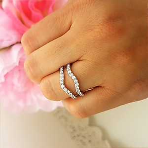 Dazzlingrock Collection Round Cubic Zirconia Wedding Enhancer Ring for Women (1.60 ctw, Color White, Clarity Clean) in 14K White Gold Size 8