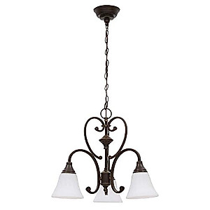 Hampton Bay Somerset 3-Light Bronze Chandelier with Bell Shaped Frosted Glass Shades