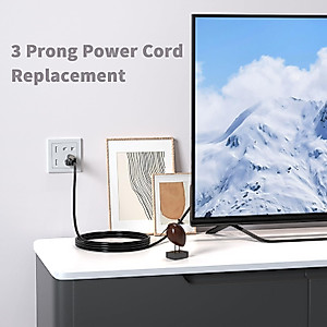 3 Prong Power Cord Replacement Power Cable for Computers, TV, Monitors, Dell, IBM, HP, Asus, Sony, Samsung, Toshiba, Lenovo, Acer, Epson Printer, LG LED LCD Smart 1080p HDTV, 6 Ft AC Cable