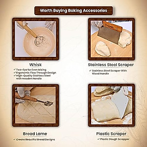 Set of 2 Banneton Bread Proofing Basket 9” Round, 10” Oval with Maximum 9 Bread Making Tools and Supplies by SMILLWALA Proofing Baskets for Sourdough Bread Baking Supplies Kit (Oval and Round)