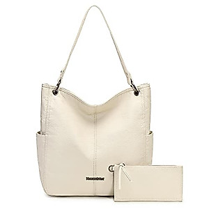 Montana West Hobo Purse for Women 2pcs Handbag Set Shoulder Bag Soft Washed Leather Top Handle Satchel with Wallet MWC2-115BG