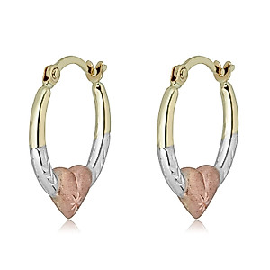 AVORA 10K Gold Three-Tone Heart Creole Hoop Earrings
