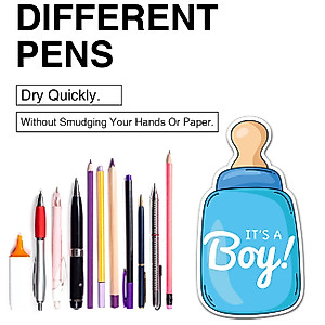 Ulazom It's a Boy Baby Shower Party Invitations Gender Reveal Feeder Shaped Fill-In Invitations with Envelopes Set of 15 Blue Baby Boy Invites Cards