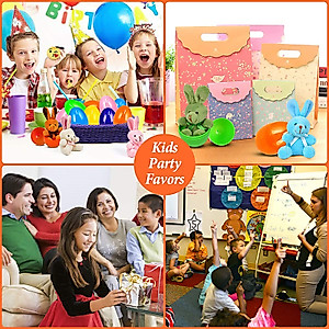 FLY2SKY 12 Packs Easter Egg Basket Stuffers Plush Bunny Plastic Easter Eggs Fillers Kids Party Favors Surprise Easter Eggs Hunt Games Supplies Birthday Gifts Toddler Girls Toys Goodies Bags