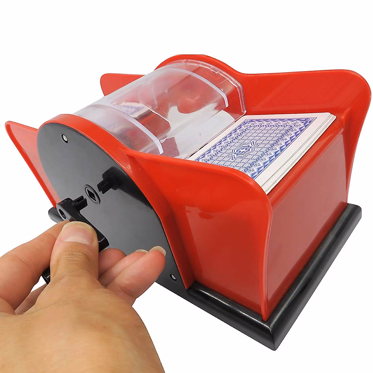 Evelots Playing Cards Shuffler - 2 Deck Card Holder, Easy Hand Cranked System, Card Shuffling Machine, Casino Card Shuffler for Blackjack Poker Texas Hold Em | Card Games