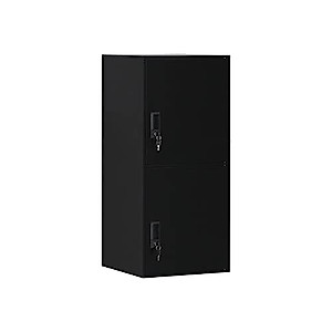 2 Door Metal Vertical Storage Locker for Kids Bedroom, Children Room, School, Office, Home ,Stackable Steel Storage Cabinet for Toys, Clothes & Sports Equipment,Anti-falling Device. (2D, black)