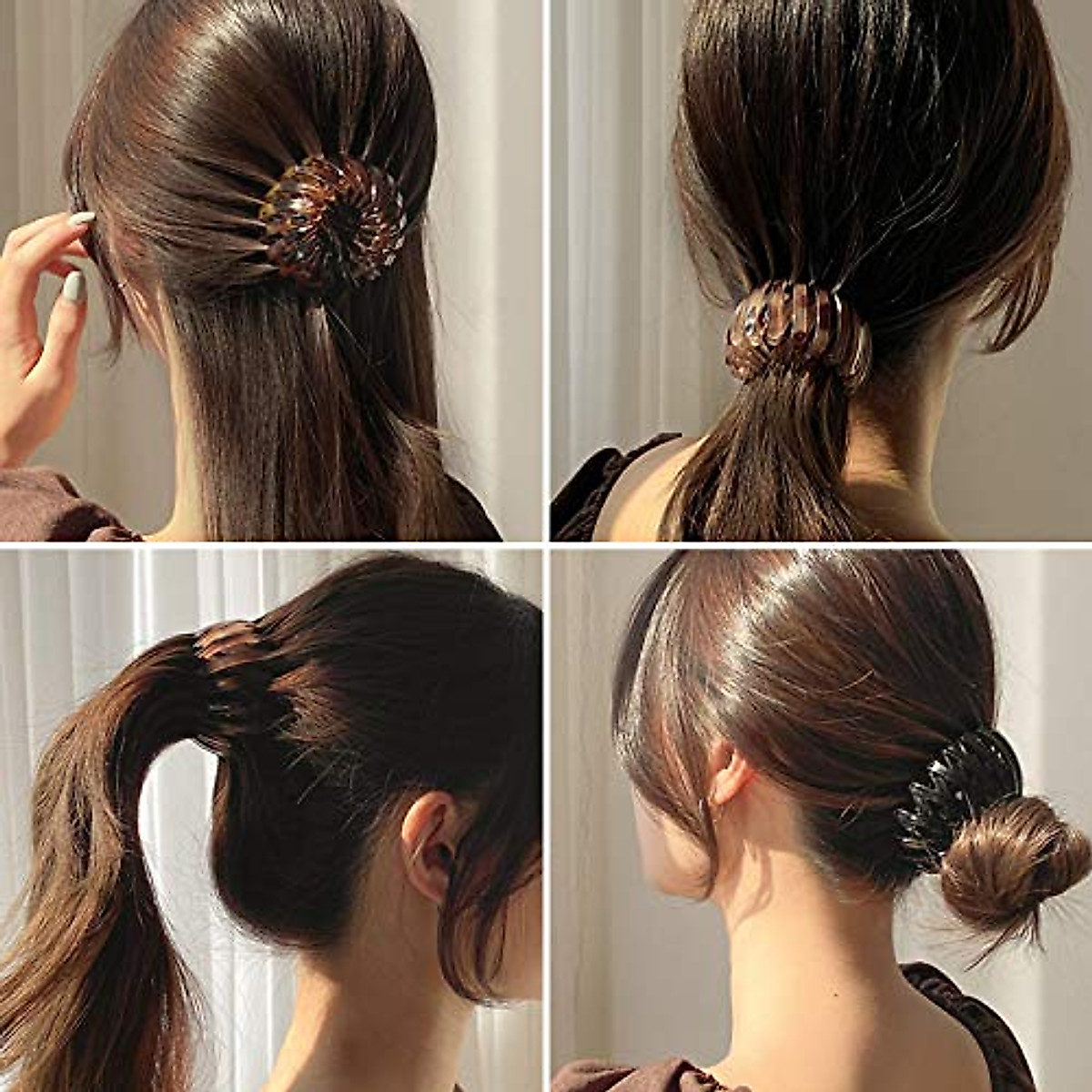 Fashion Expandable Hair Clips, Birdnest Ponytail Holders, Curling Iron Bun Maker, Hair Styling Claw Clips for Women and Girls - Hair Accessories, 3 Colors (B)