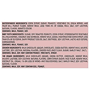 Butterfinger, CRUNCH, Baby Ruth and 100 Grand, Assorted Minis Chocolate Candy Bars, 55.3 oz bag, Bulk 270 Pack