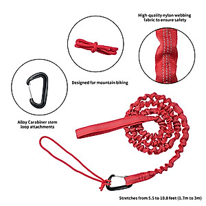 FrgKbTm Bicycle Tow Rope Belt Strap Mountain Bike Parent-Child Pull Reflective Traction Portable Outdoor MTB Elastic Bicycle for Adult Kids Children (Red)