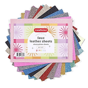 Incraftables Glitter Faux Leather Sheets for Crafts 20 Pieces. Assorted Faux Leather Sheets for Cricut (8.3”x11”). Best Fauxs Leather Sheets for Earrings & Arts. PU Leather Fabric for Adults & Kids