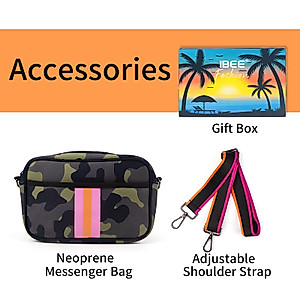 IBEE Crossbody Bags For Women,Neoprene Bag,Messenger Bag to fit Phone,Key,Napkin,Bluetooth Headset,Lipstick,Umbrella for Commuting,Weekend Getaway,Running Errands Gift for Women Crafts (Green)