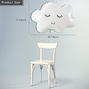 4 Pieces White Cloud Mylar Foil Balloons Smiling Face Balloons Party Supplies for Baby Shower Themed Party Wedding Engagement Decorations