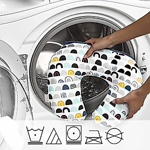 Boppy Tummy Time Prop, Black and White Modern Rainbows with Teething Toys, Fabric, A Smaller Size for Comfortable Tummy Time, Attached Toys Encourage Neck and Shoulder Strength Building