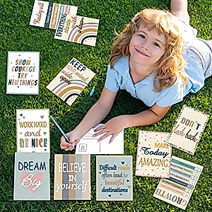 60 PCS Boho Motivational Postcards  for Kids Boho Rainbow Affirmation Postcards Bohemian Blank Encouragement Postcards Inspiration Note Cards for Classmates Friends Teachers Exchange