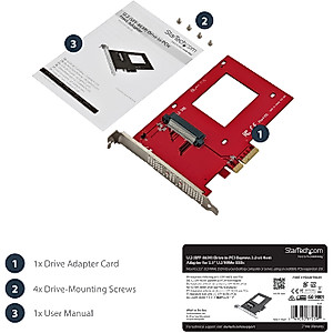 StarTech.com U.2 to PCIe Adapter - x4 PCIe - For 2.5" U.2 NVMe SSD - SFF-8639 PCIe Adapter - U.2 SSD - PCIe SSD - U.2 drive , TAA (PEX4SFF8639)