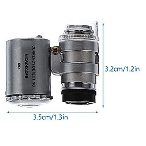 NUOBESTY 60X Mini Microscope ABS Plastic Pocket Magnifier Loupe Magnifying Glass with LED Light for Detecting Counterfeit Currency Jewelry