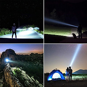 YIERBLUE Rechargeable Spotlight, Super Bright 1000,000 LM LED Flashlight Handheld Spotlight 10000mAh Long Lasting Large Flashlight Searchlight and Flood Camping Flashlight with Foldable Tripod Black
