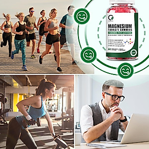 Magnesium Taurate Gummies with Magnesium Taurate, Magnesium Glycinate & Magnesium Citrate-for Heart Health, Muscles Function, Mood Support-Vegetarian, Non-GMO
