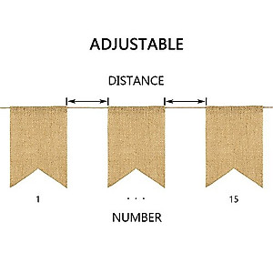 PARFAIR DESSIN 40 Pcs Stiffened Swallowtail Flag Bunting Burlap Banner PreStringed DIY Garland Decoration for Holidays Camping Halloween Christmas 40 Feet (Natural, Flag 1)
