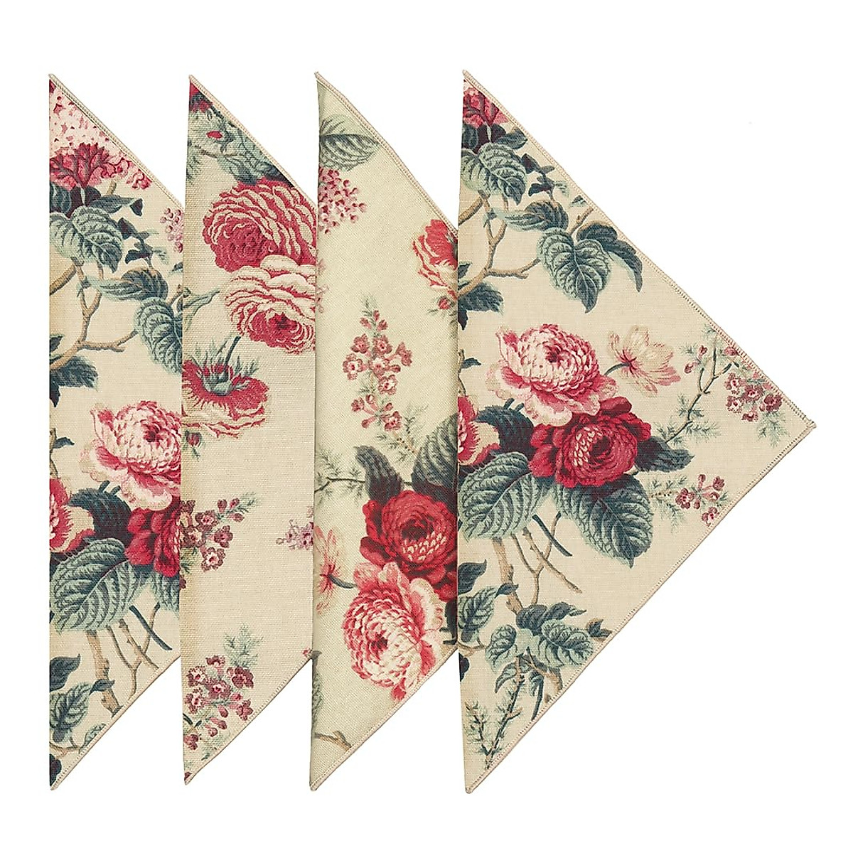 Decorative Things Cloth Napkins Set 4 Cotton Table Linen Napkins Wedding Table Décor Garden Party Rose Floral Bridal Shower 18"x18" Dinner Made in USA