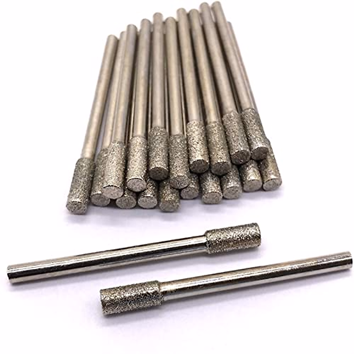 Polishing Kit Buffing Wheels Set 10PCS Diamond Coated Cylindrical Burr 4mm Chainsaw Sharpener Stone File Chain Saw Sharpening Carving Grinding Tools Polishing Wheel for Dremel Tool Accessories