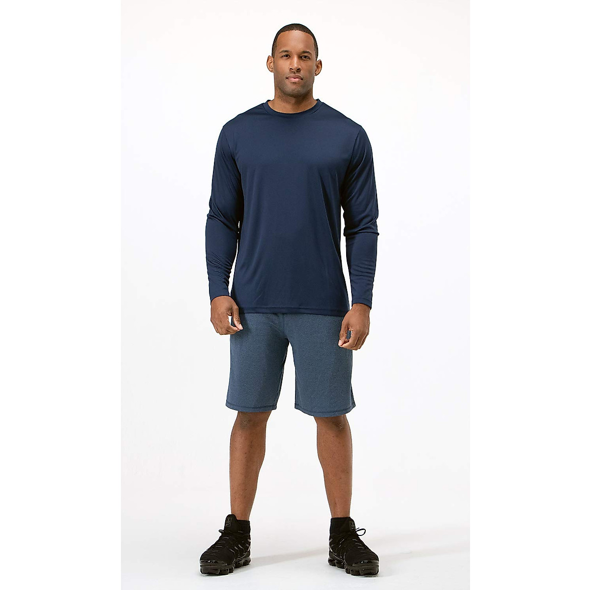 DEVOPS 2 Pack Men's Sun Protection Shirts UV SPF UPF 50+ Long Sleeve Rash Guard Fishing Running Quick Dry Lightweight (X-Large, Navy)