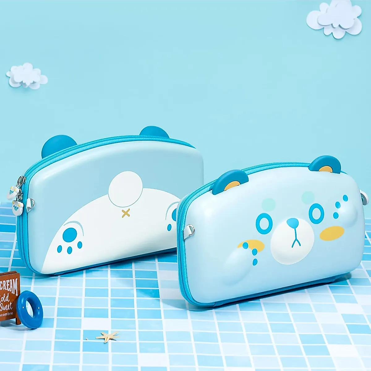 GeekShare Cute Bear Carry Case Compatible with Nintendo Switch/Switch OLED - Portable Hardshell Slim Travel Carrying Case fit Switch Console & Game Accessories