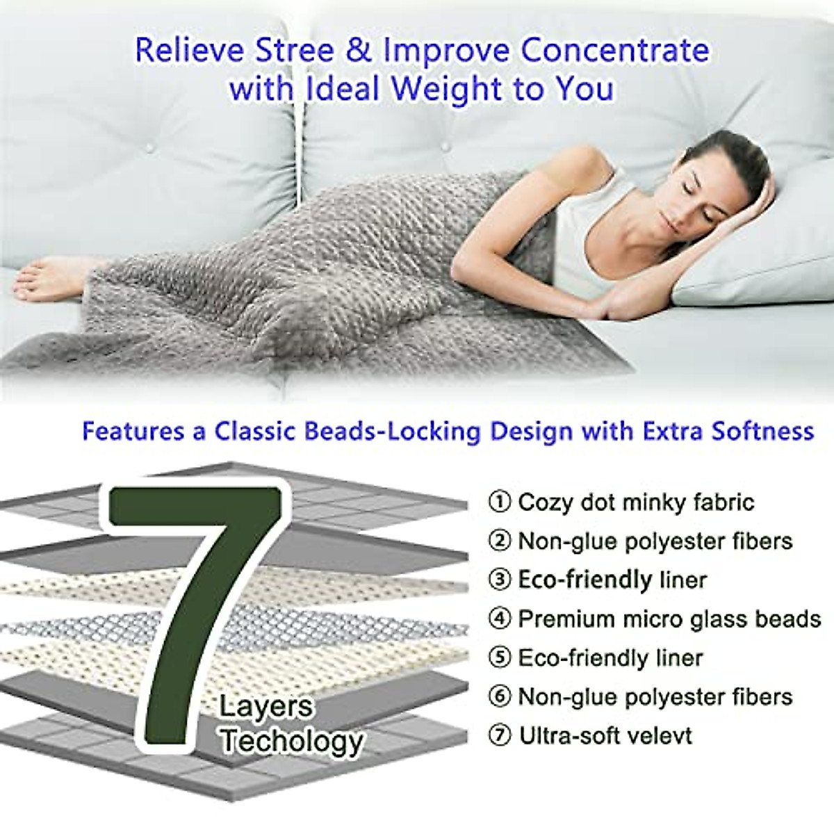 DANDMLLC Weighted Blanket, 10 lbs Wearable Blanket Hoodie, Bead Filled Weighted Hoodie Helps Sleep, Heavy Blanket with Pocket for Bed, Machine Washable Oversized Poncho for Adults