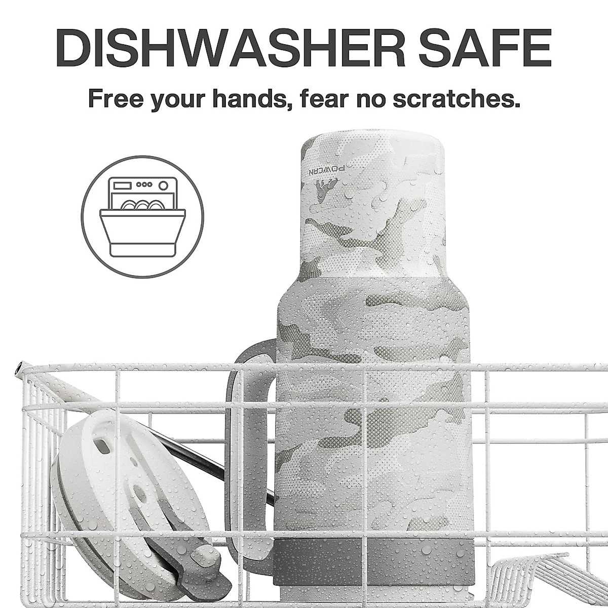 POWCAN 40 oz Camo Tumbler with Handle, 2-in-1 Straw and Sip Lid, Leakproof, Dishwasher Safe, Insulated Stainless Steel Travel Coffee Mug, Keeps Cold for 34 Hours, Car Cup Holder Fit (Clouded Aspen)